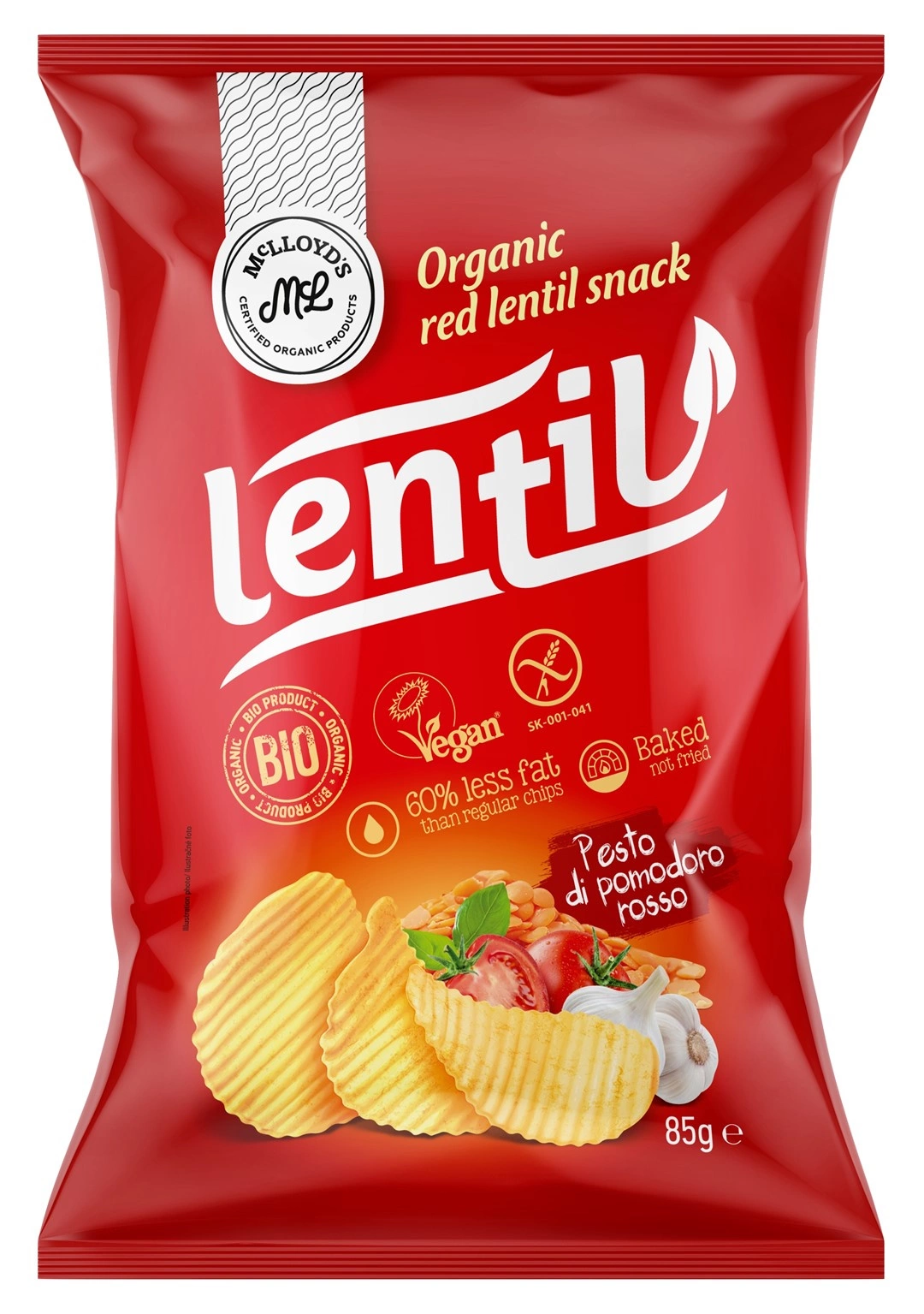 Chipsuri de linte roșie cu aromă de pesto rosso fără gluten BIO 85 g ...