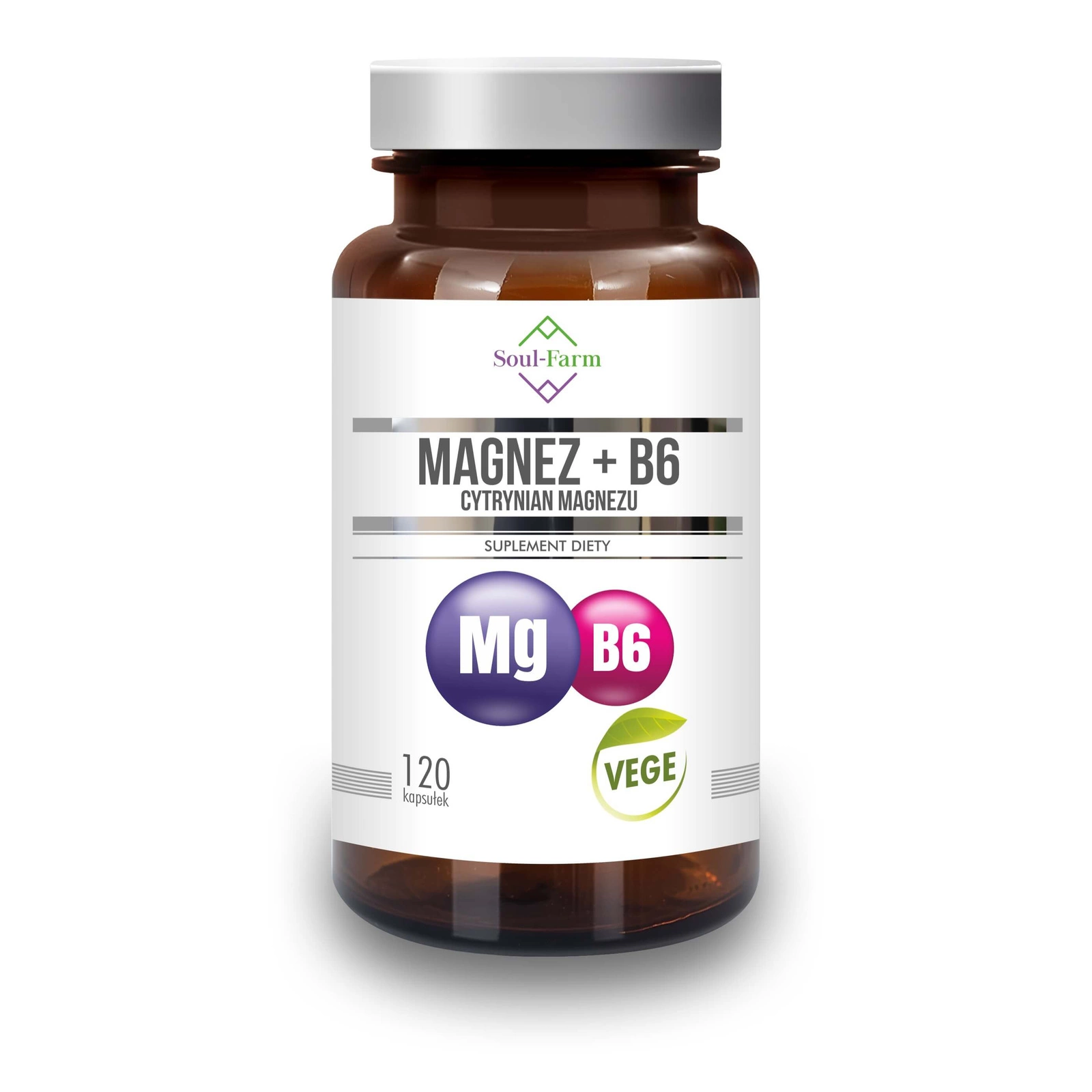 Magneziu (citrat de magneziu) + vitamina B6 supliment alimentar 120 capsule (97,5 mg + 1,4 mg ...