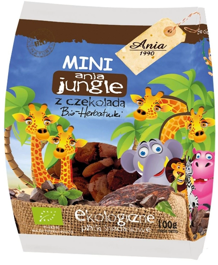 Mini biscuiți cu chipsuri de ciocolată Jungle BIO 100 g - ANIA BIO Cel ...